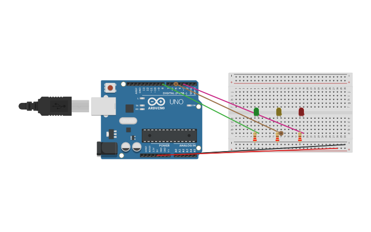 Circuit design SEMAFORO ARDUINO - Tinkercad Circuit design SEMAFORO ARDUINO - Tinkercad