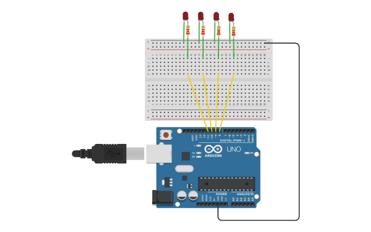 Circuit design 04_VARIOS-LEDS | Tinkercad