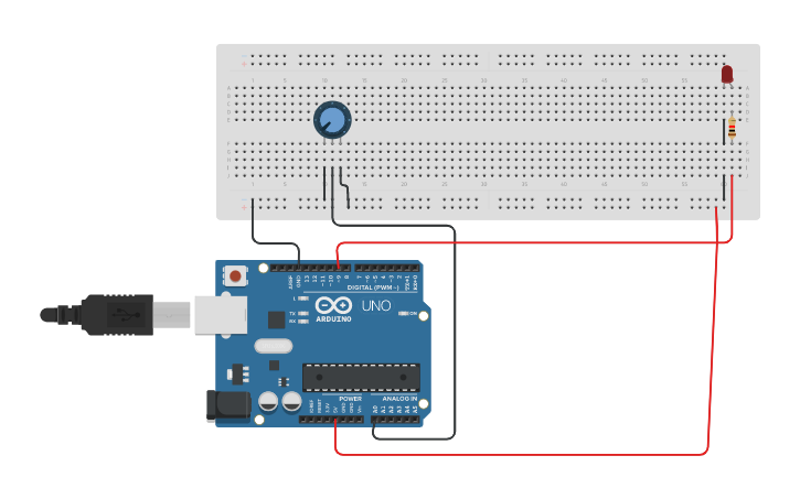 Circuit design 6-VARIABLE RESISTOR INPUT - Tinkercad