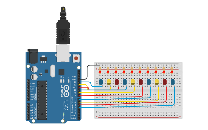 Circuit design Arduino y Protoboard | Tinkercad