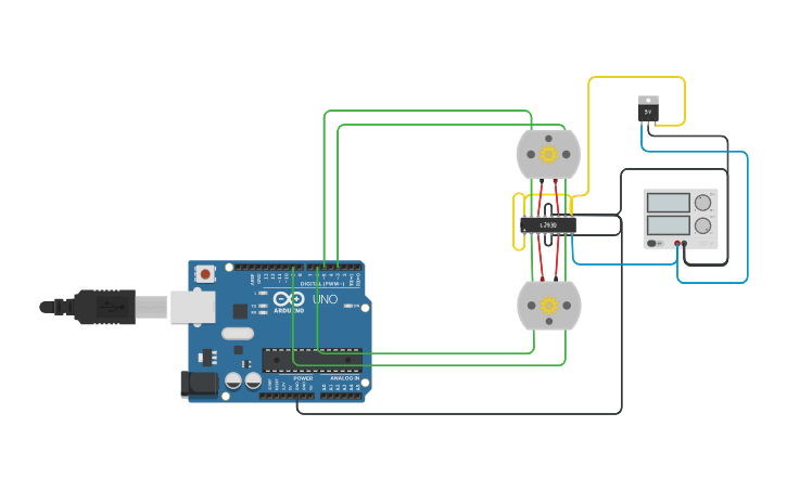 Circuit design L293D motor driver circuit | Tinkercad