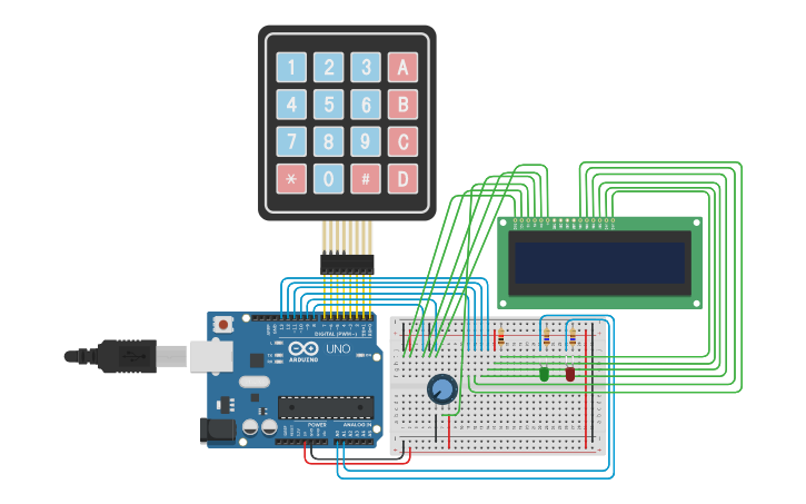 Circuit design LCD + KEYPAD + PASSWORD - Tinkercad