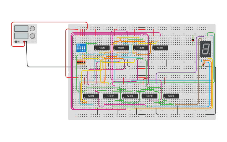 Circuit design display 7 segmentos - Tinkercad