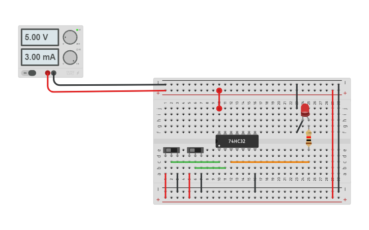 Circuit design Implement OR gate | Tinkercad Circuit design Implement OR gate | Tinkercad
