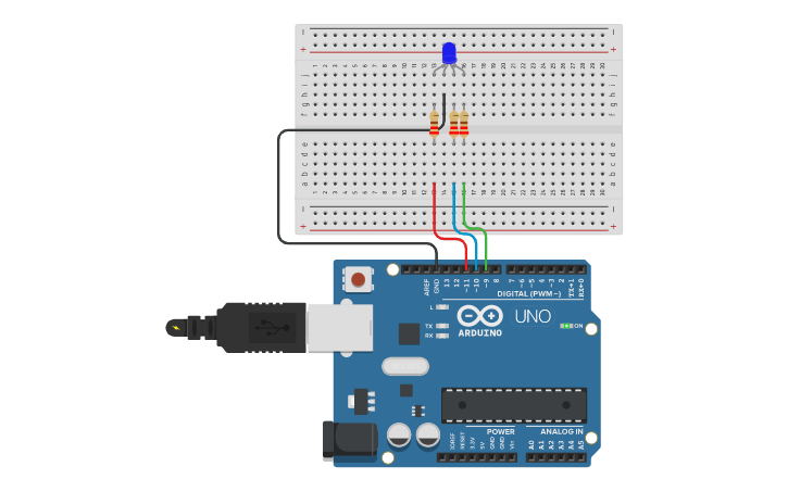 Circuit Design Rgb Led Color Mixing With Arduino In Tinkercad Tinkercad