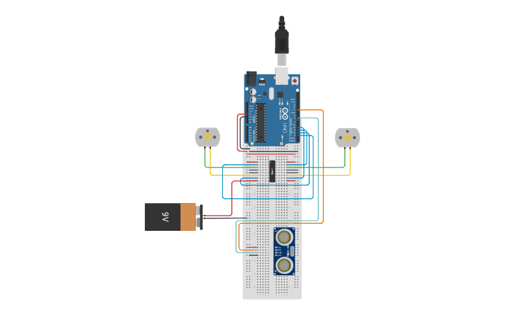 Circuit design OBSTACLE DETECTION ROBOT - Tinkercad