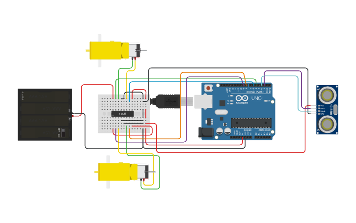 Circuit design Copy of Robo que evita obstaculos v2 - Tinkercad