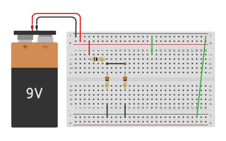 Circuit design First breadboard - Tinkercad