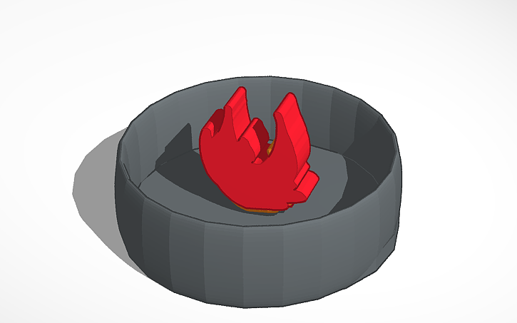 3D design ag fire pit with fire - Tinkercad