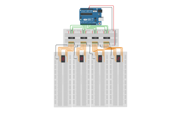 Circuit Design 4 Digits Counter Tinkercad