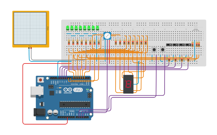 Circuit design Copy of Leds On Off_Test_Board for tests | Tinkercad Circuit design Copy of Leds On Off_Test_Board for tests | Tinkercad