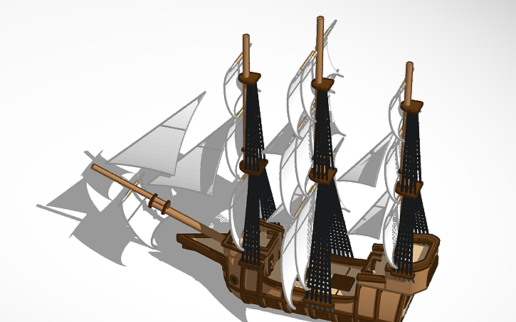 3D design Square rigged sailing ship - Tinkercad