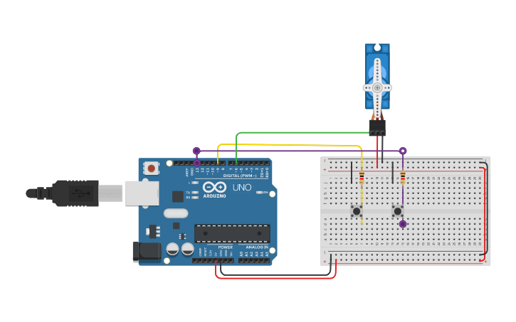 Circuit design motores y pulsadores - Tinkercad