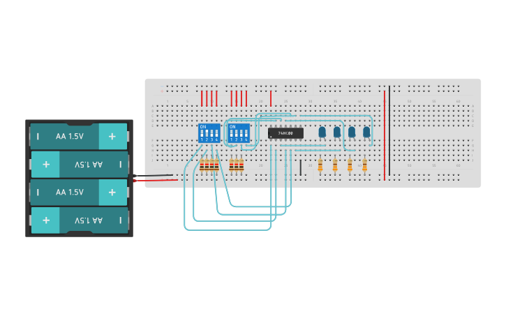 Circuit design Compuerta NAND | Tinkercad