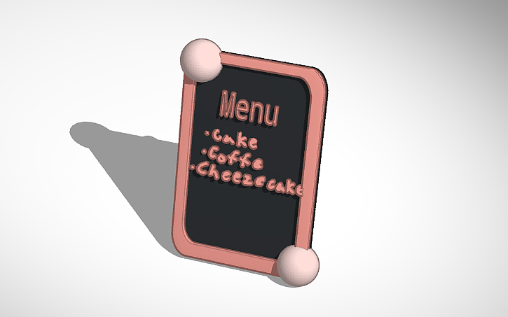 3D design Menu board - Tinkercad
