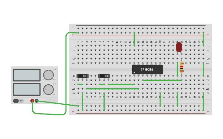 Circuit design EX-OR Gate - Tinkercad