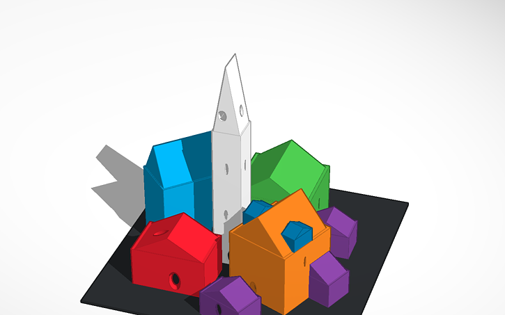 3D design mini town | Tinkercad
