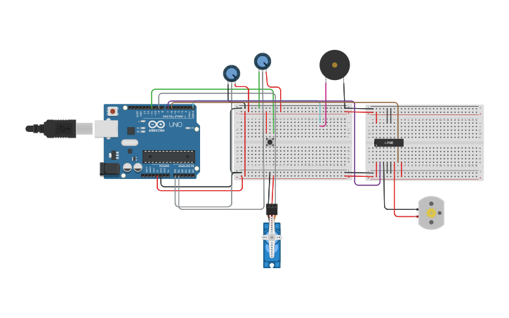 Circuit design Coche Con sonido | Tinkercad