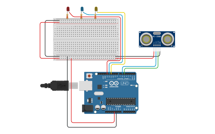 Circuit design sensor de distancia | Tinkercad