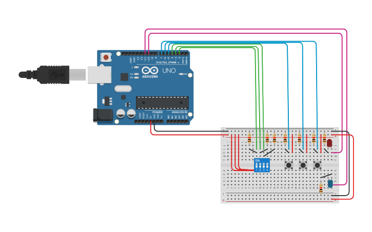 Circuit design Simulador de Elevador - Tinkercad