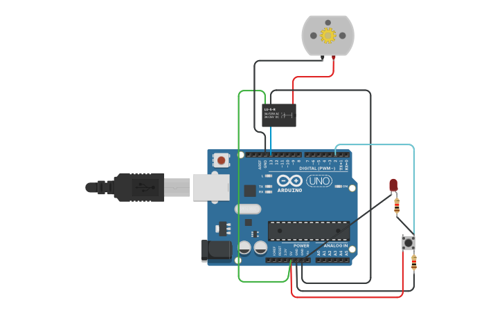 Circuit design Motor with Relay - Tinkercad