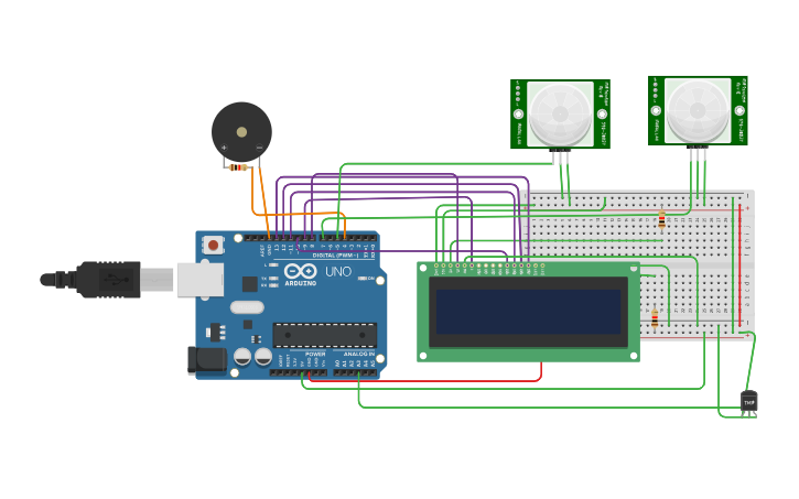 Circuit design People counter project - Tinkercad
