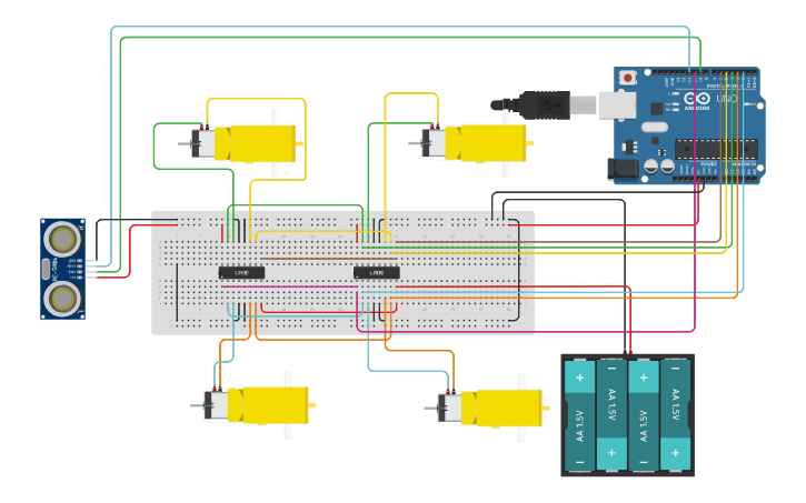 Circuit Design Arduino P3 Obstacle Avoiding Robotic Car Tinkercad
