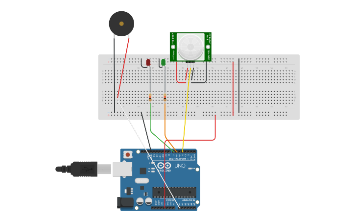Circuit design Copy of Sensor de movimento - Tinkercad