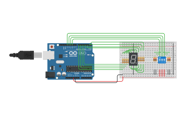 Circuit design hexadecimal | Tinkercad