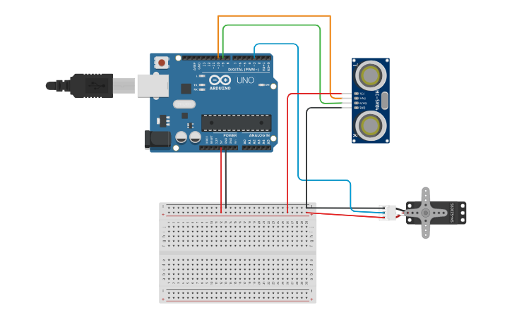 Circuit design 10 SENSOR ULTRASONICO - Tinkercad