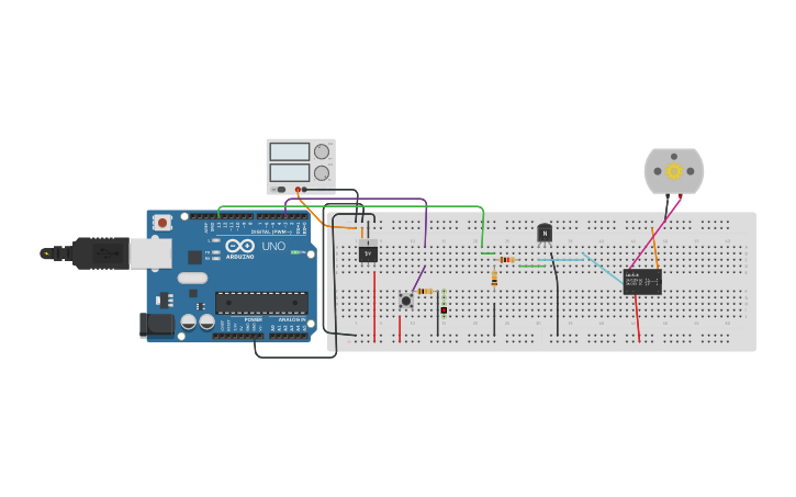 Circuit design Motor DC - Tinkercad