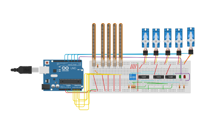 Circuit design sensor flex - Tinkercad