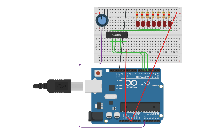 Circuit design Lab 14 Shift Resistor - Tinkercad