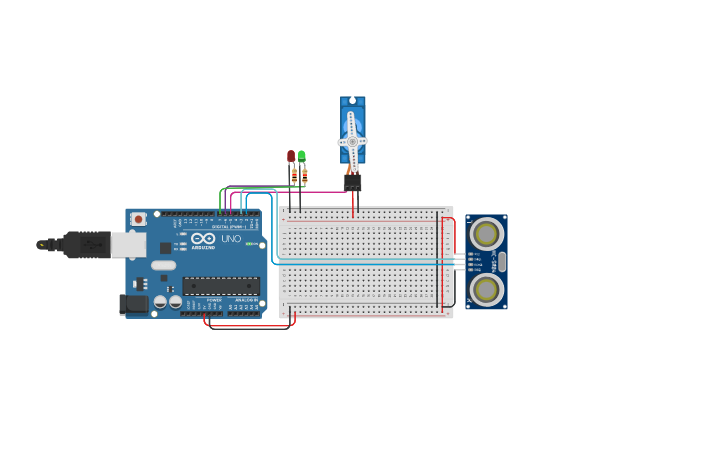 Circuit design Smart Dustbin - Tinkercad