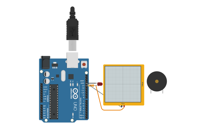 Circuit design S.O.S Código Morse | Tinkercad