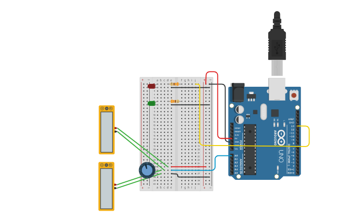 Circuit design Circuit 1B Potentiometer: Challenge - Tinkercad