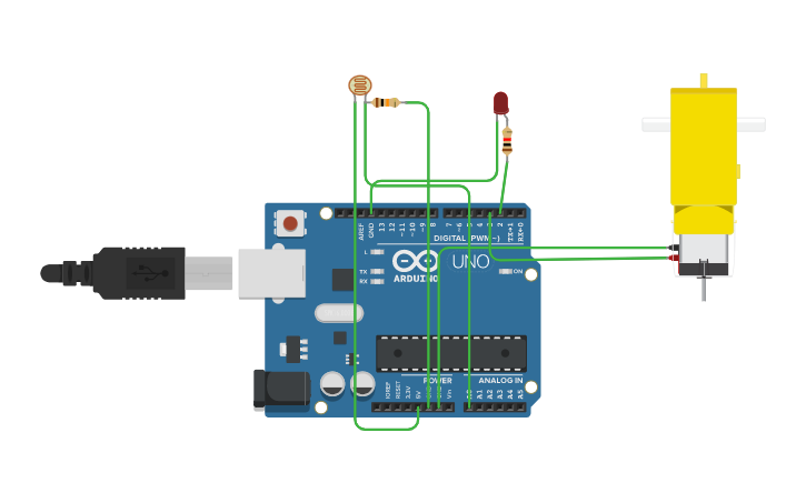 Circuit design photo resistor - Tinkercad