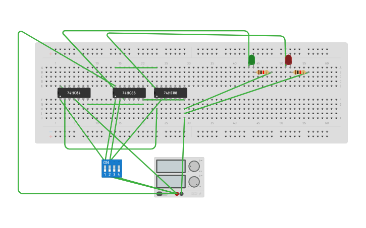 Circuit Design Half Subtractor Tinkercad