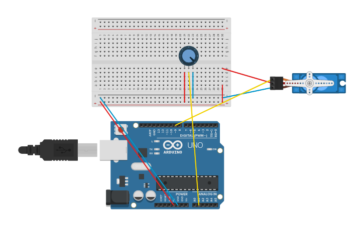 Circuit Design Serwo Potencjometr Tinkercad