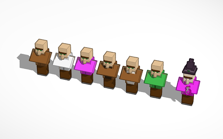 3D design Minecraft Villagers + Witch - Tinkercad
