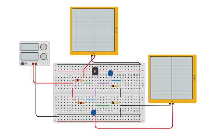 Circuit design Transistor as a Amplifier - Tinkercad