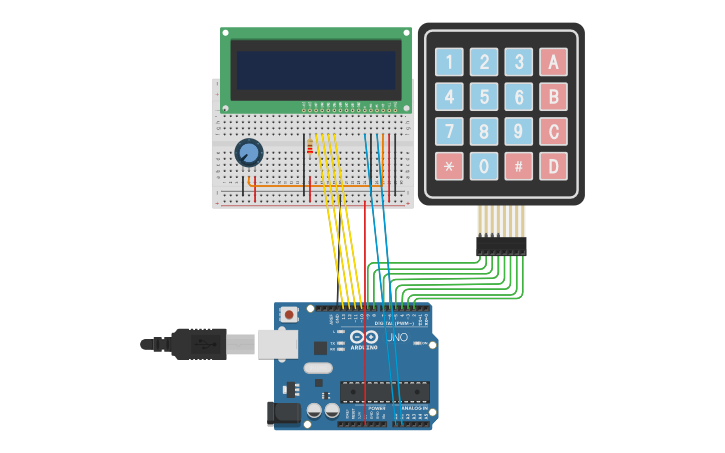 Circuit design Тэмдэгт дэлгэц Keypad - Character LCD and Keypad | Tinkercad