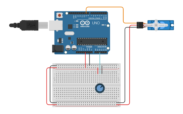Circuit Design 4 10 2 Control Servo With Potentiometer Tinkercad