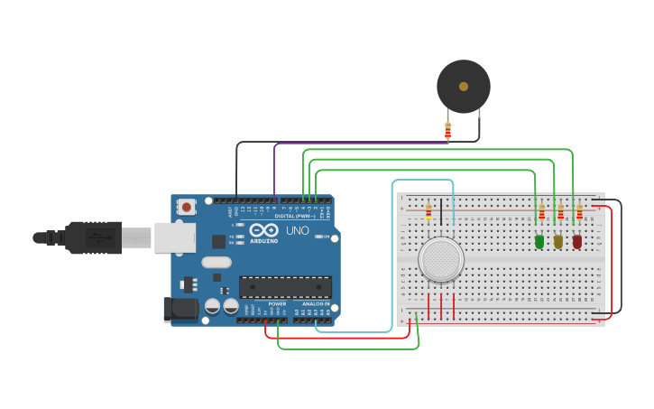 Circuit design smoke alarm | Tinkercad