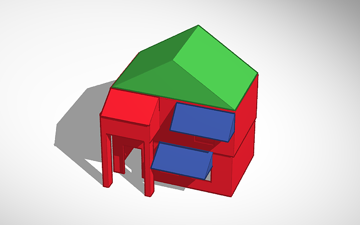 3D design 2-storey building with sidewalk shed | Tinkercad