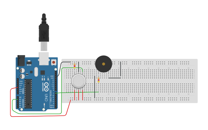 Circuit design gas detection - Tinkercad