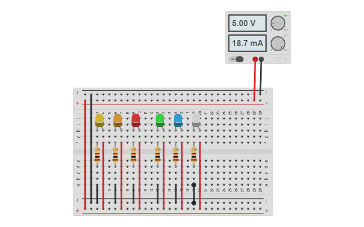 Circuit design Práctica 3. "Practica LED" - Tinkercad