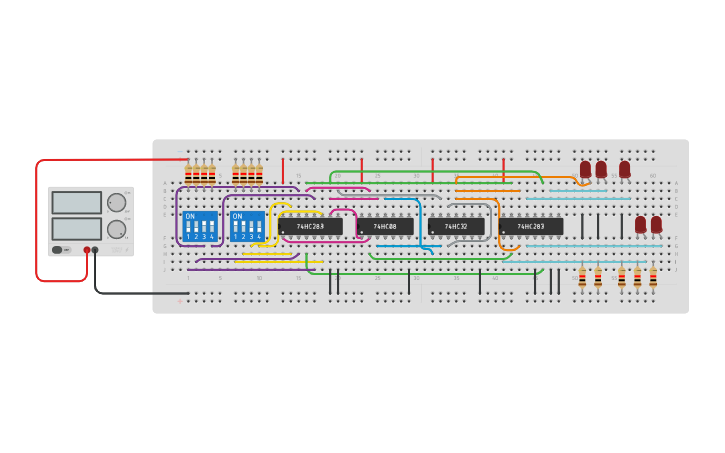Circuit design BCD ADDER - Tinkercad