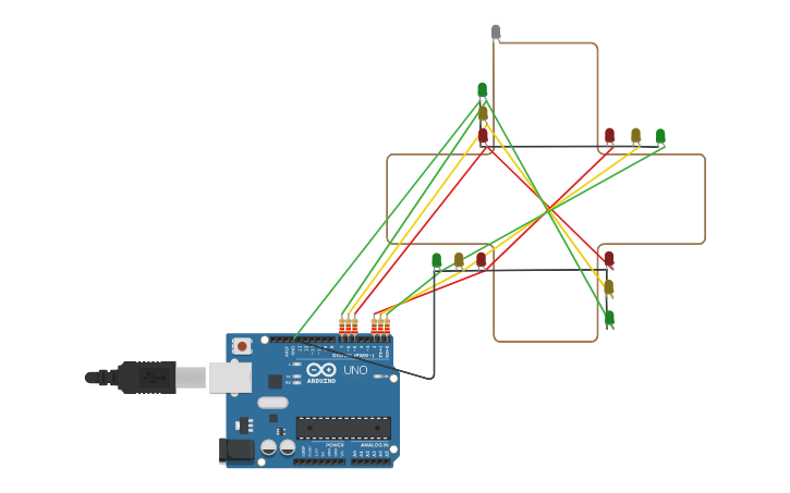 Circuit Design Bài 2 Đèn Giao Thông Tinkercad