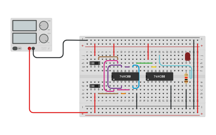 Circuit design XNOR GATE - Tinkercad